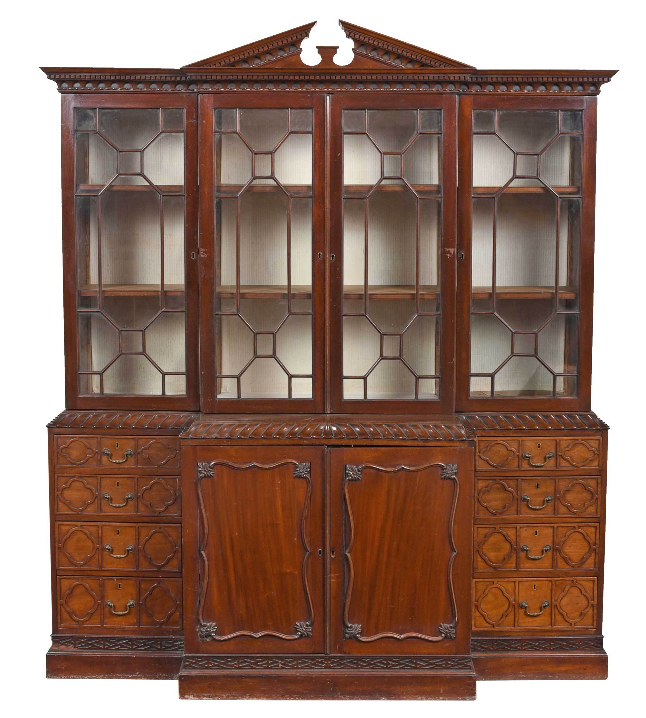 Chippendale Style Mahogany Fretwork Breakfront | Barnebys