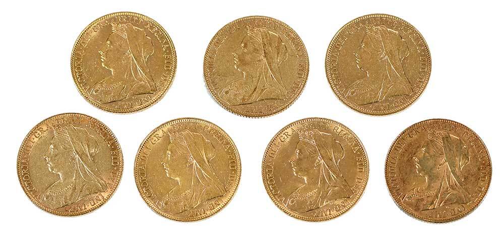 Seven Victoria Gold Sovereigns | Barnebys