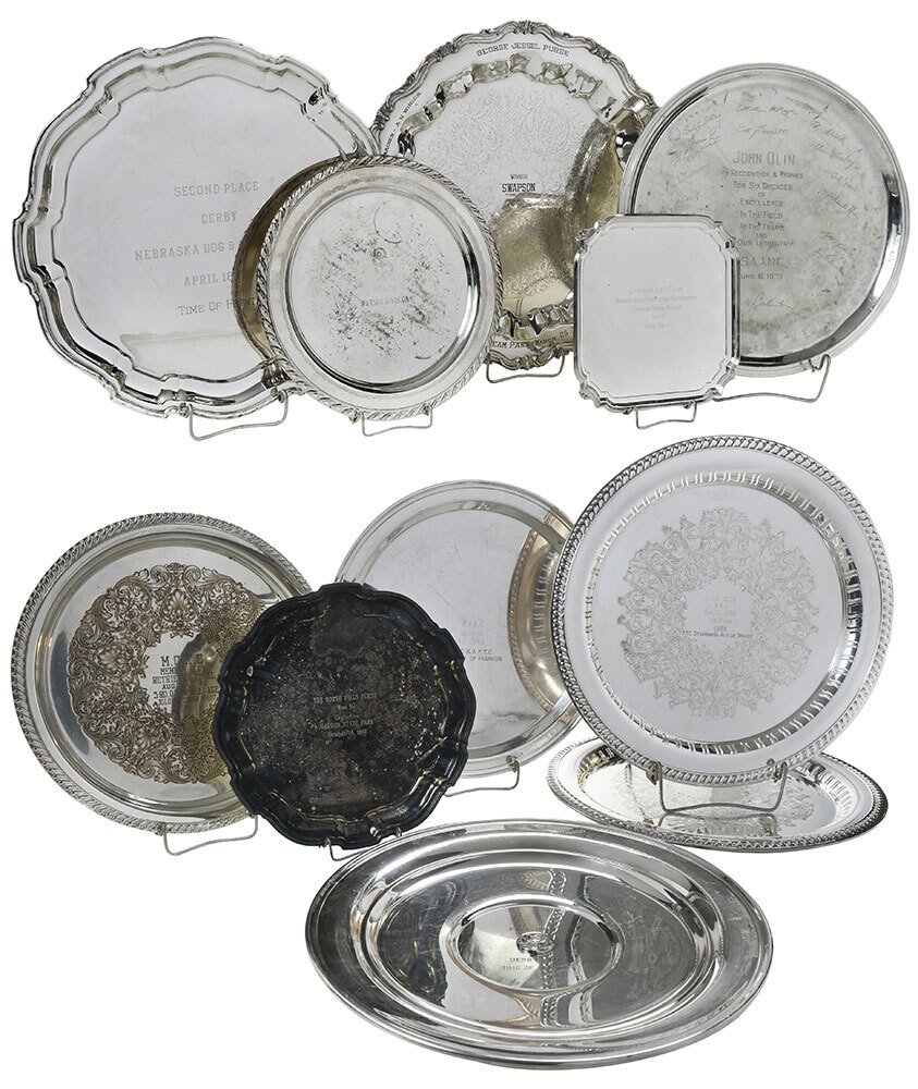 Twelve Silver Plate Trophy Trays | Barnebys