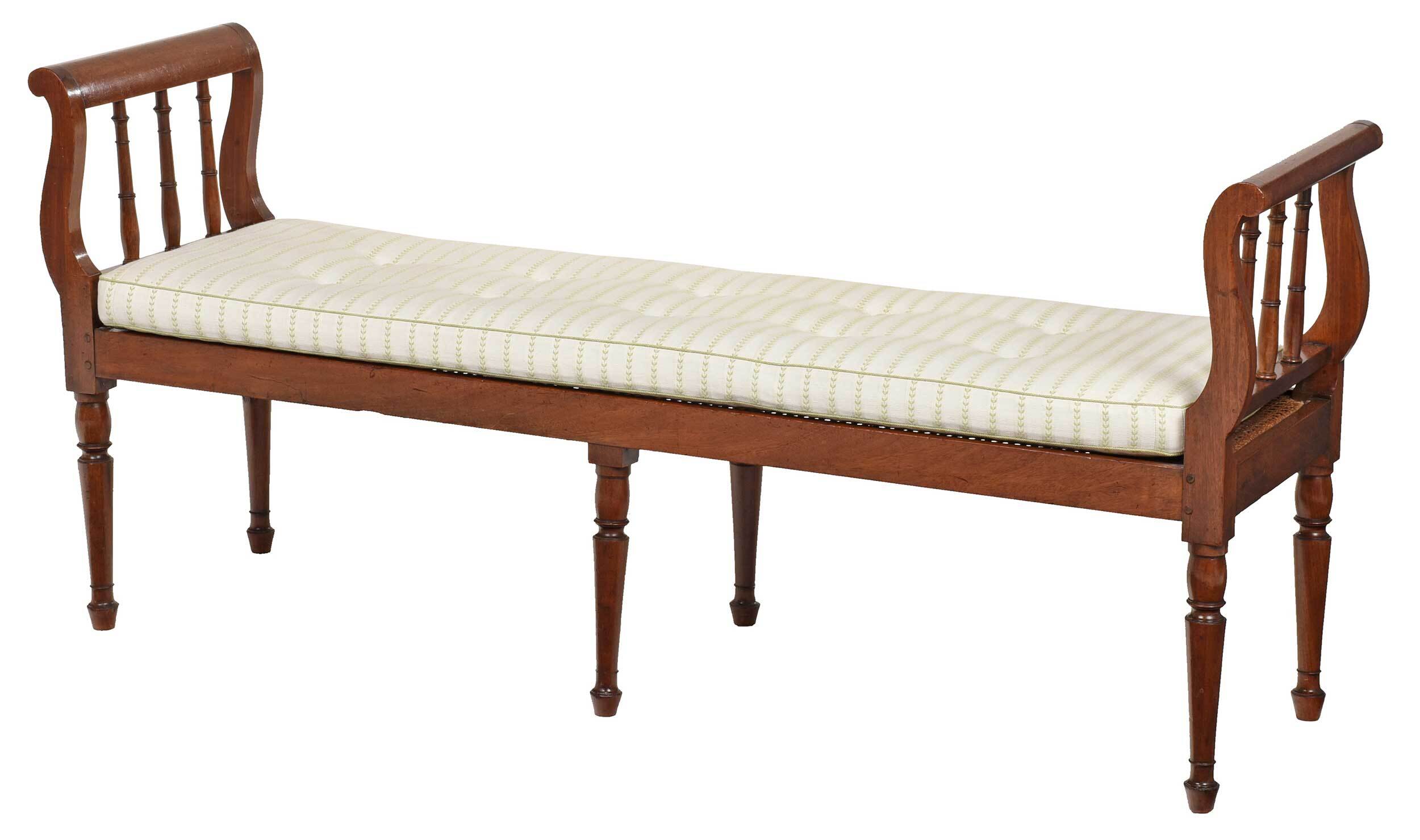 Regency Style Caned and Upholstered Window Bench | Barnebys
