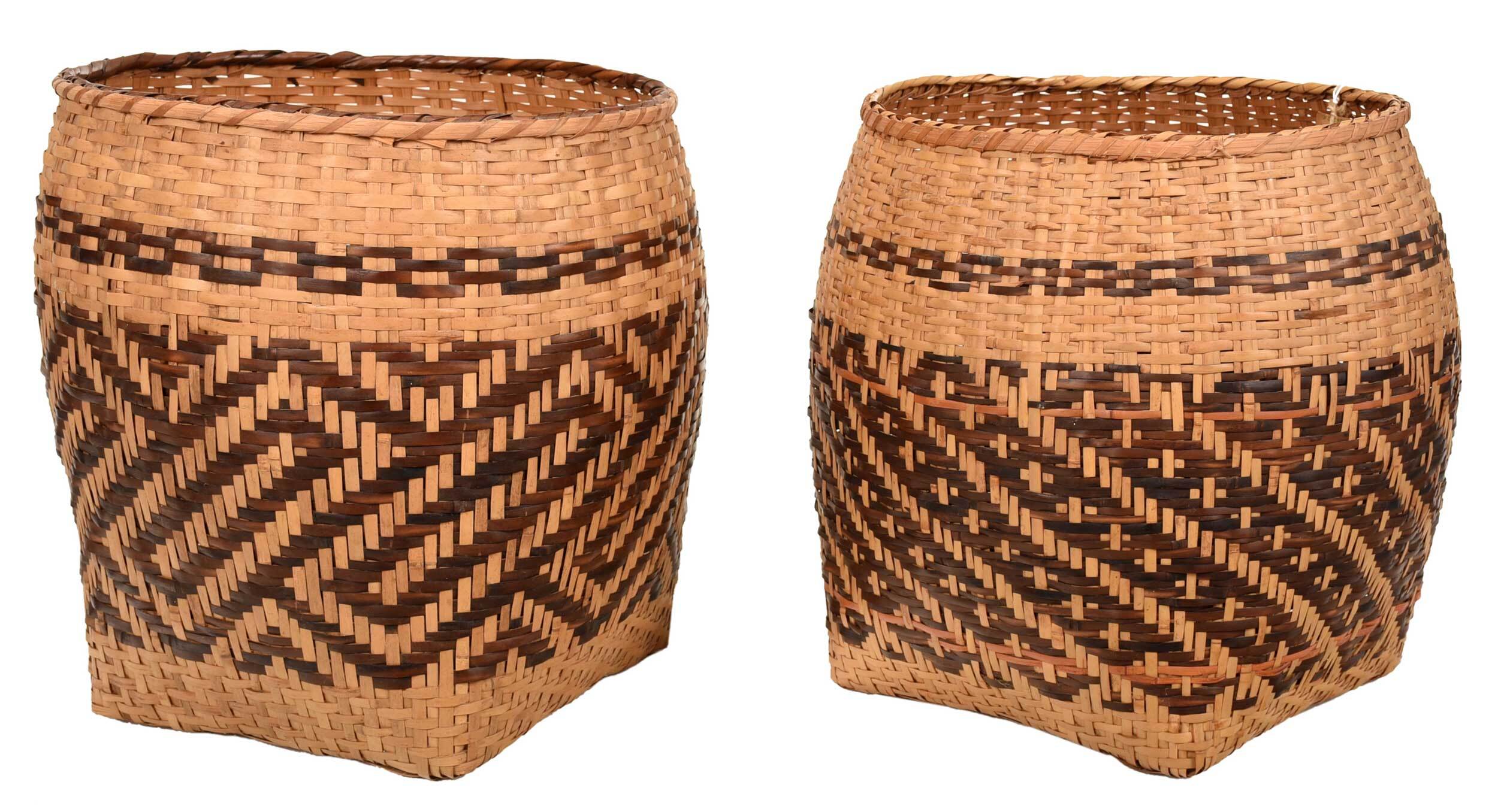 Two Cherokee Woven River Cane Waste Baskets | Barnebys